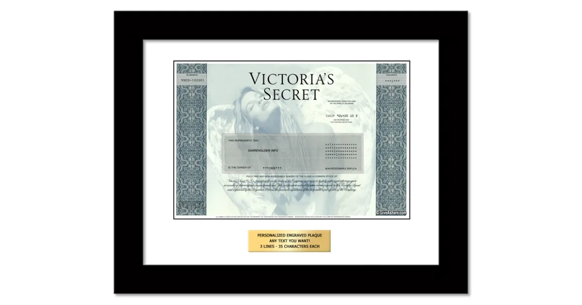 Victoria's Secret Personalized Replica Stock Certificate