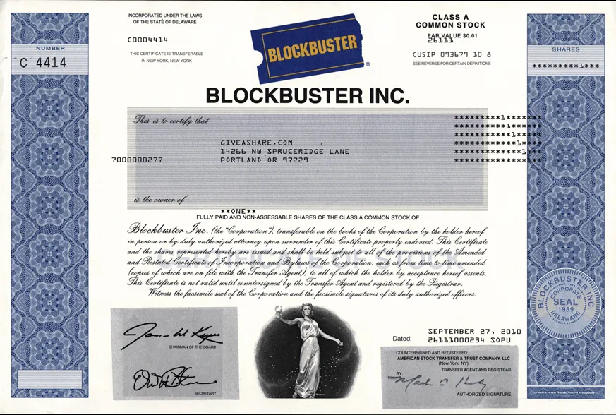 Paper Stock Certificates